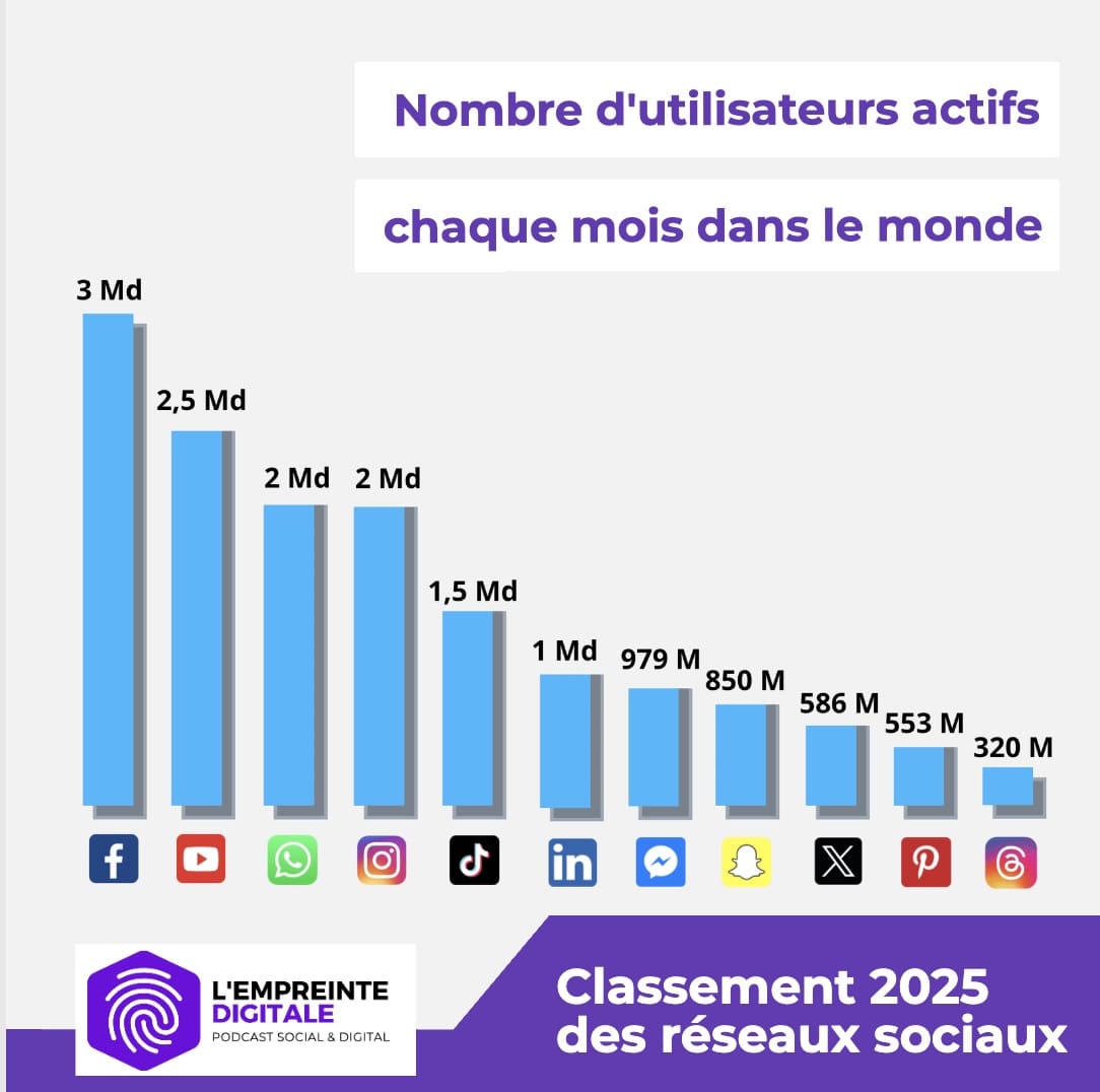 Quels sont les réseaux sociaux les plus utilisés en France et dans le monde en 2025